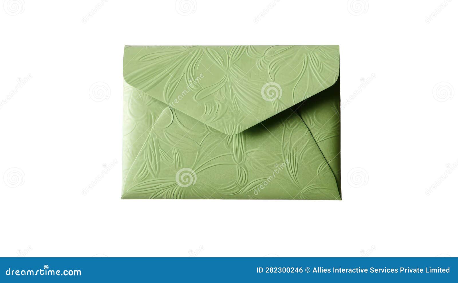 Realistic Pastel Green Embossed Floral Envelope Stock Illustration ...