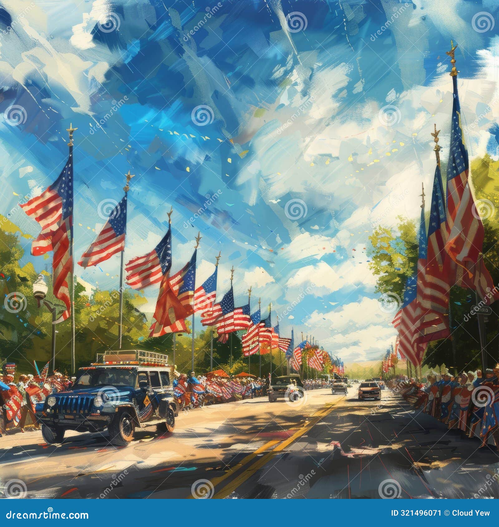 Realistic Patriot Day Parade with Flags. Stock Illustration ...
