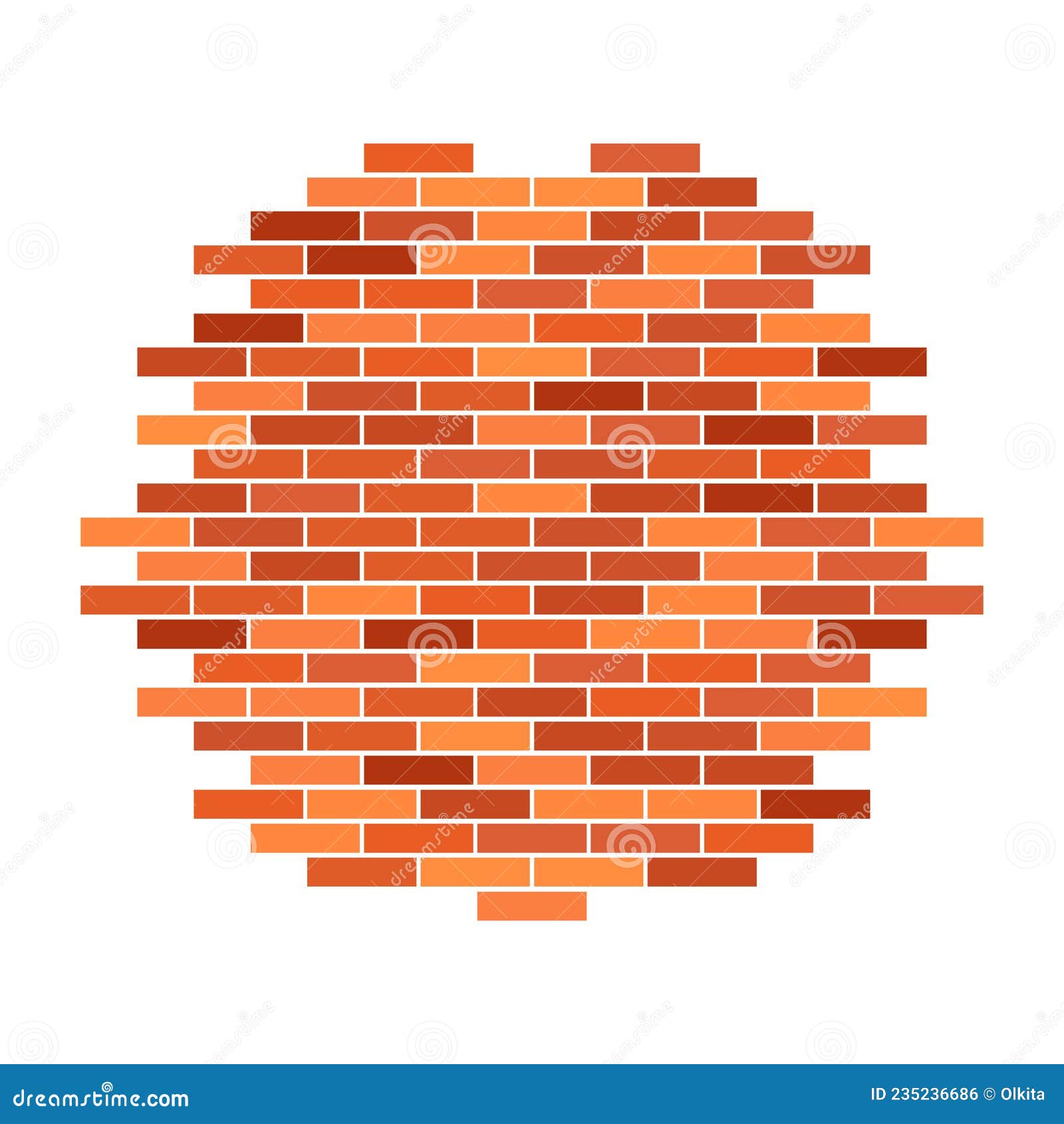 Realistic Pattern. Red Brick Wall On White Background. Colorful ...