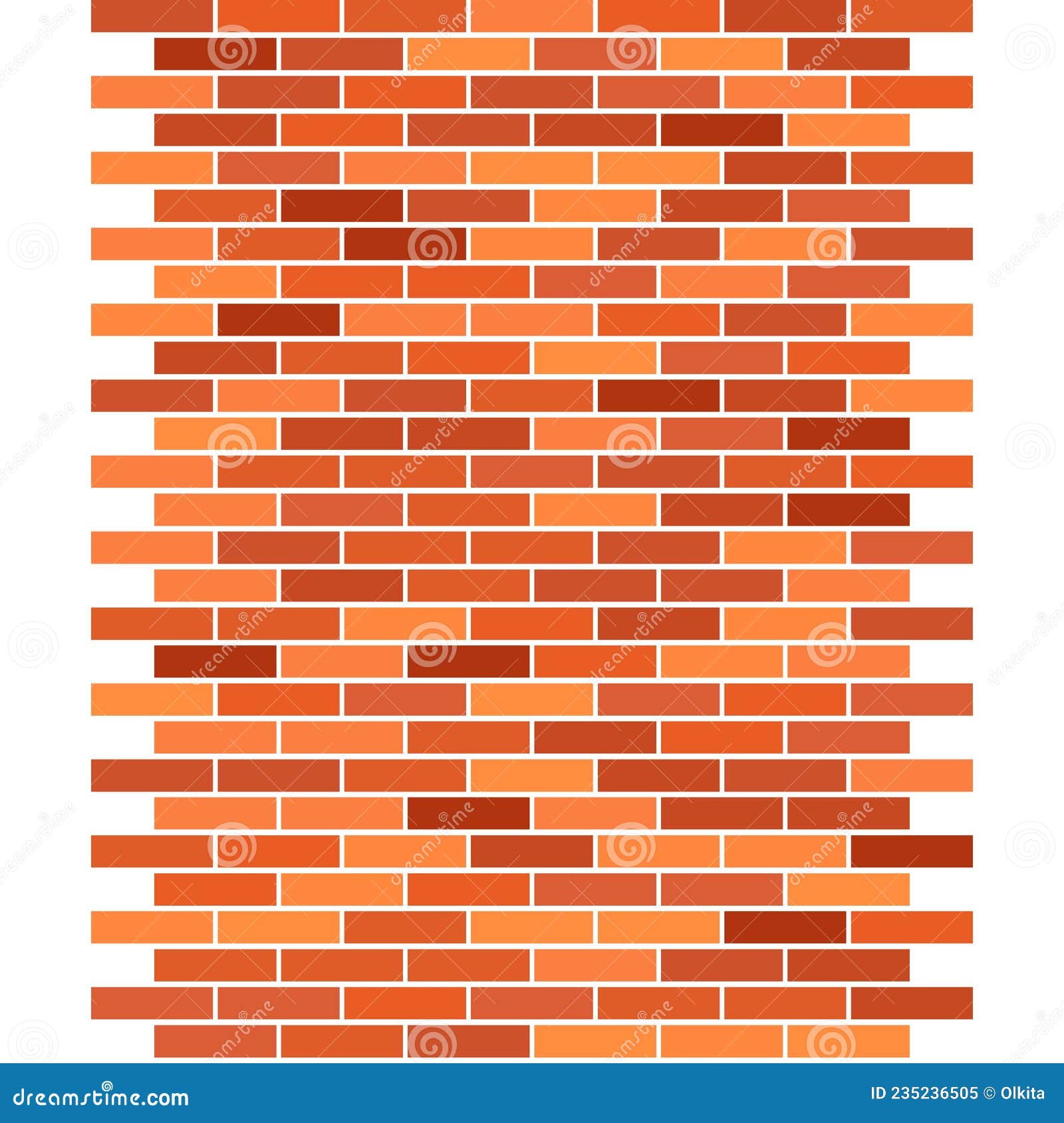 Realistic Pattern. Seamless Vertical Pattern, Red Brick Wall On White ...