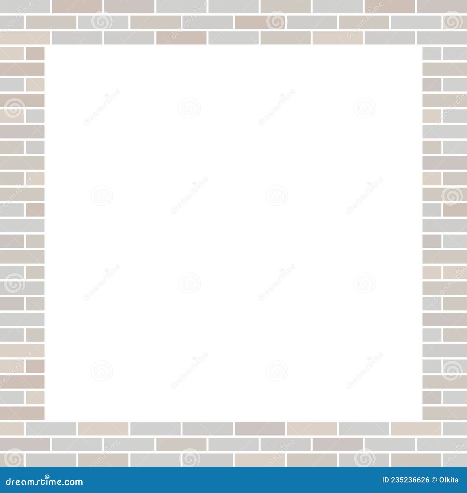 Realistic Pattern. Square Grey Brick Wall on White Background. Colorful ...
