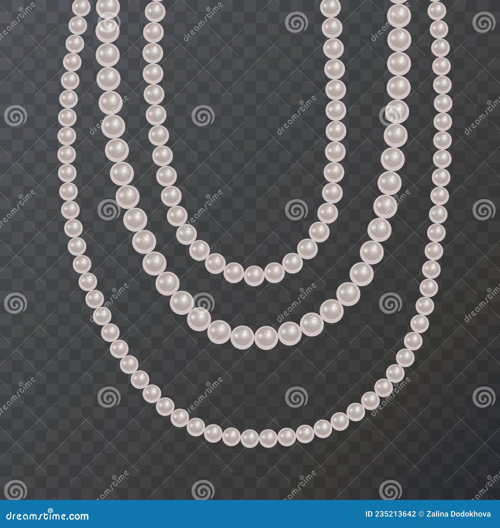 Realistic Pearl Bead Chain. Pearl Necklace on Dark Background Stock ...