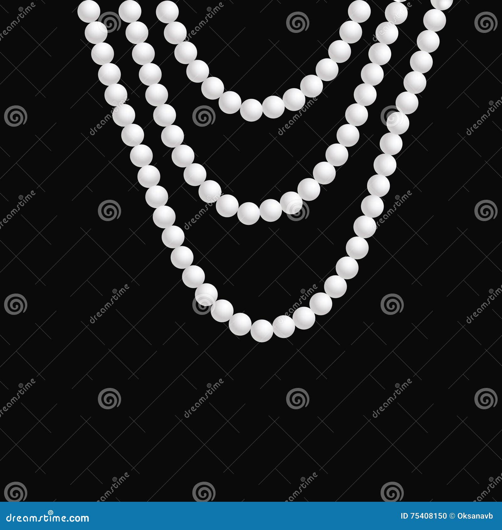 Realistic Pearl Necklace Hangs On A Dark Background Stock Vector