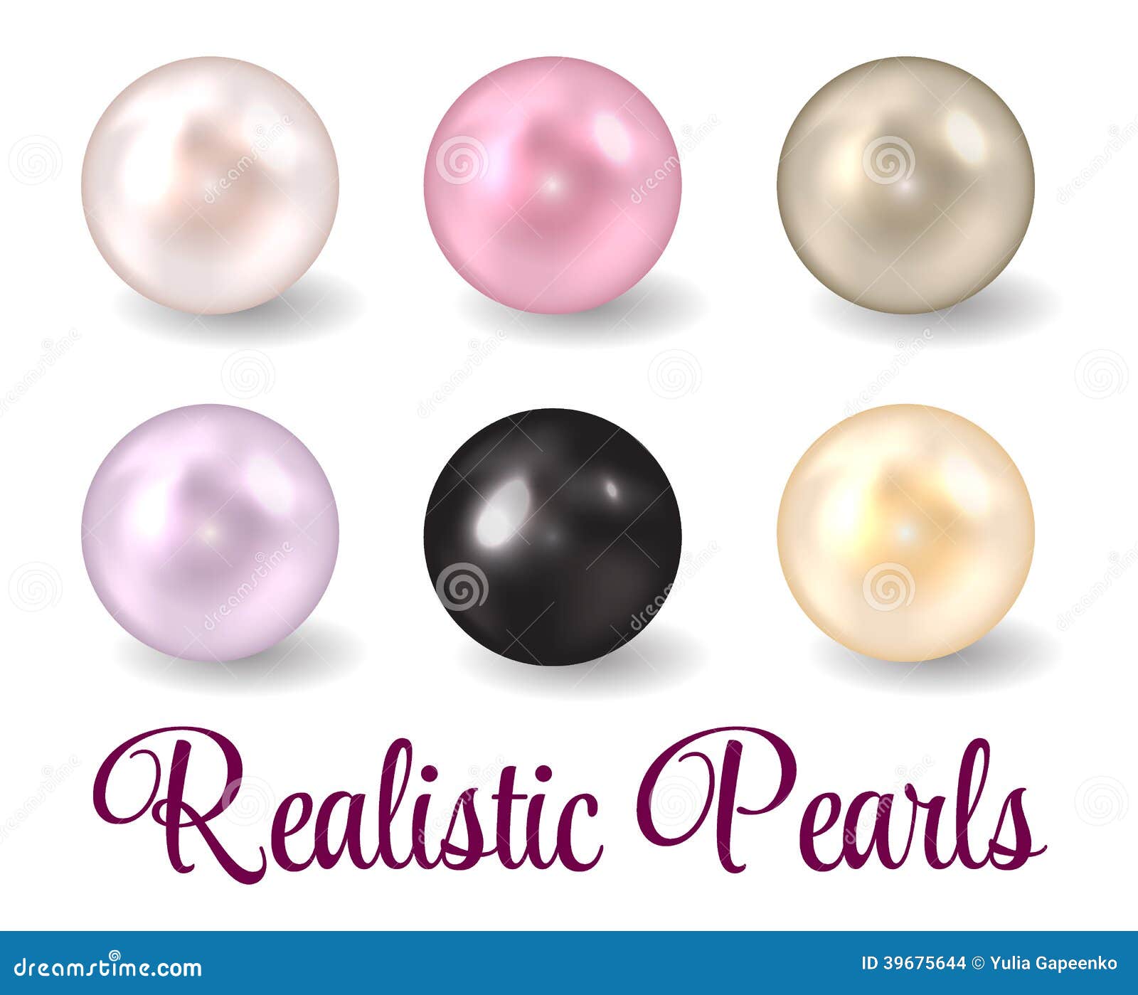 Realistic Pearl Set Vector Illustration Stock Vector - Illustration of ...