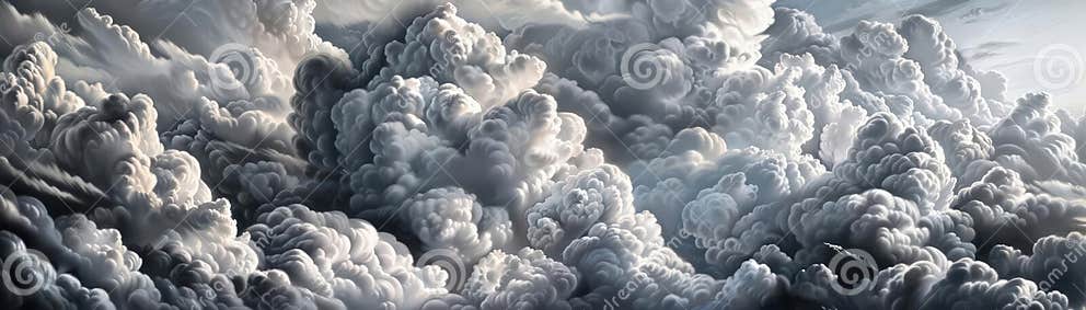 Realistic Pencil Drawing of Various Cloud Formations Stock Illustration ...
