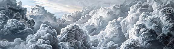 Realistic Pencil Drawing of Various Cloud Formations Stock Illustration ...