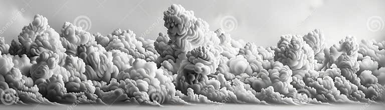 Realistic Pencil Drawing of Various Cloud Formations Stock Illustration ...
