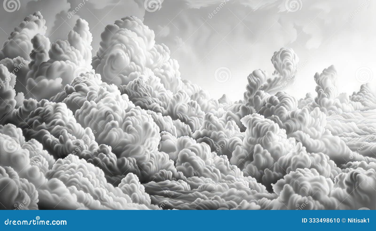 Realistic Pencil Drawing of Various Cloud Types Stock Illustration ...
