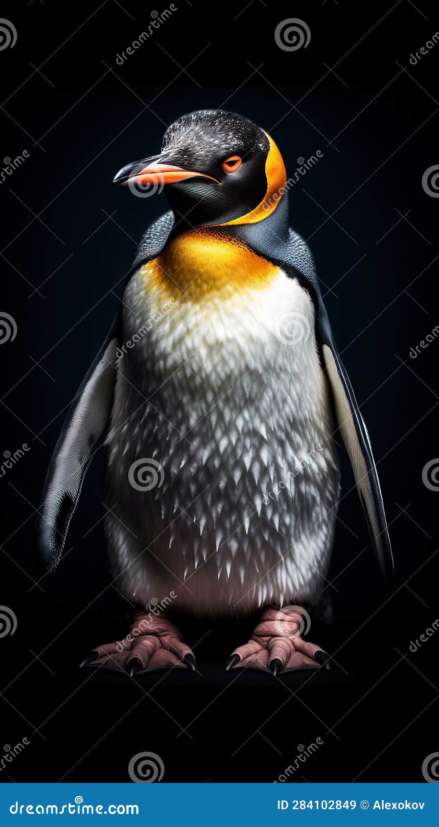 Realistic Penguin Coloring Page On Mountain Top Stock Image ...