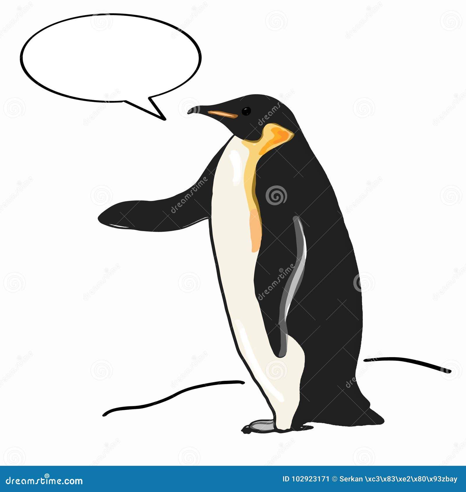 Realistic Penguin and Thinking and Hand Stock Illustration ...