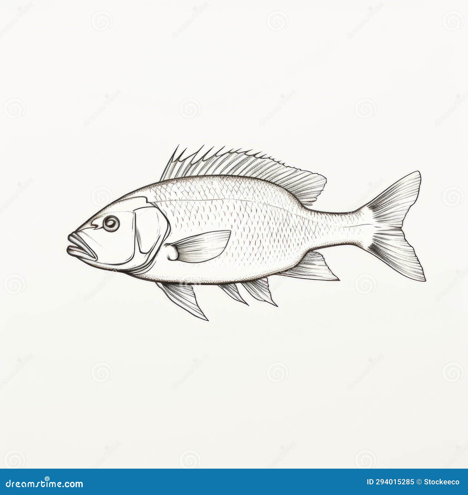 Meticulously Detailed Fish Drawing on White Background Stock ...