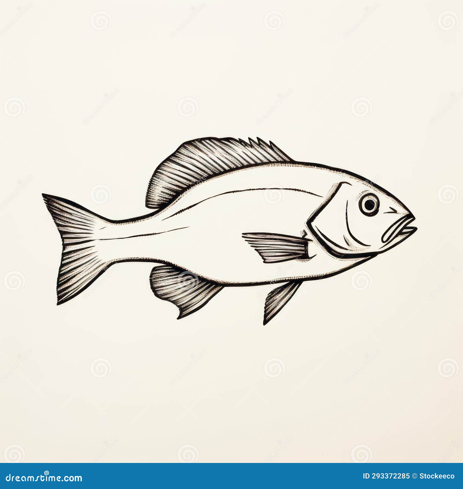 Hand Drawn Fish Illustration on White Background Stock Illustration ...