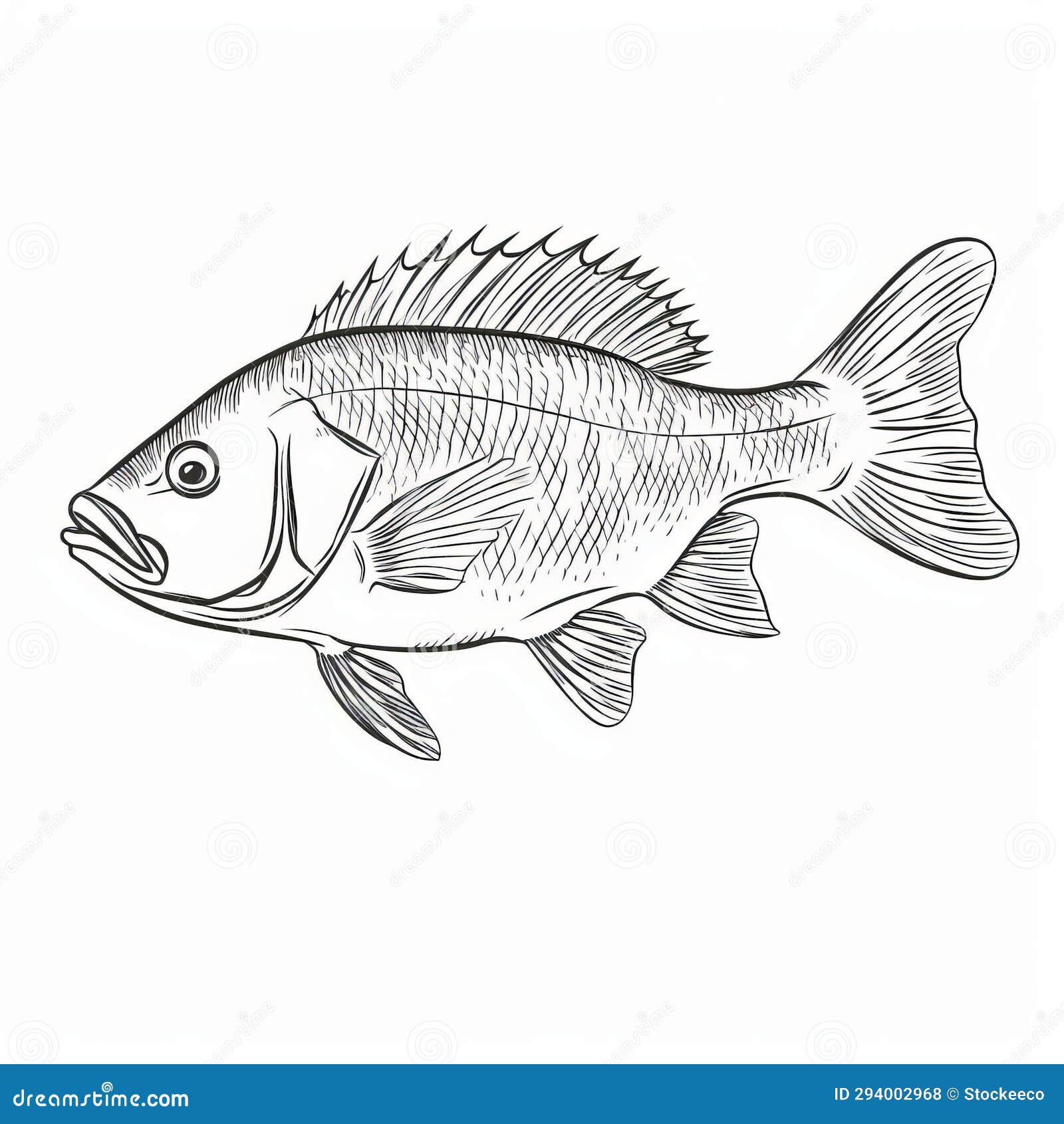 Scientific Illustration of Fish: Detailed Line Drawing on White ...