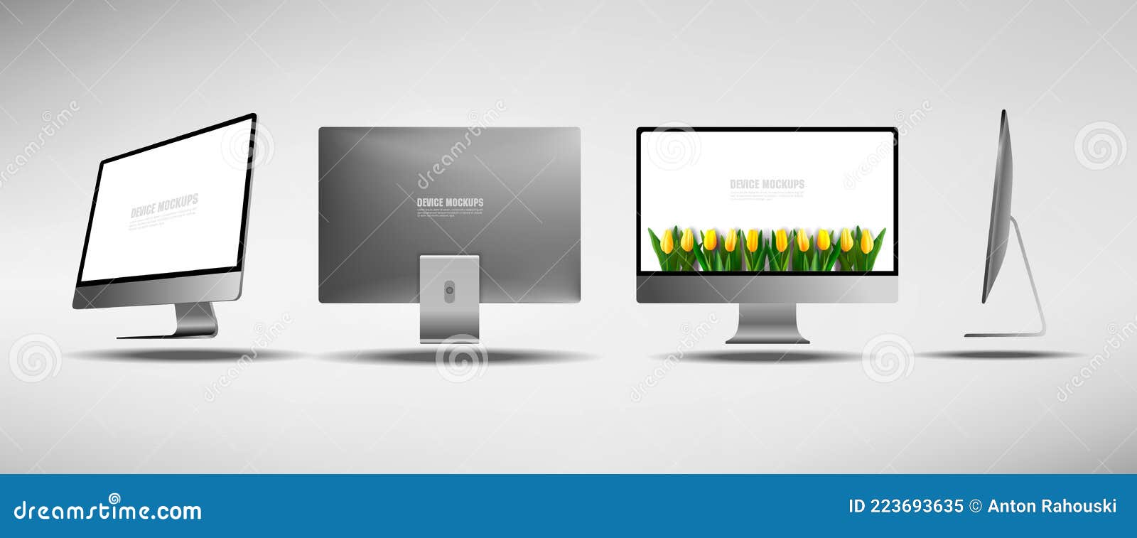 Realistic Personal Computer from Different Angles. 3D Projection PC ...