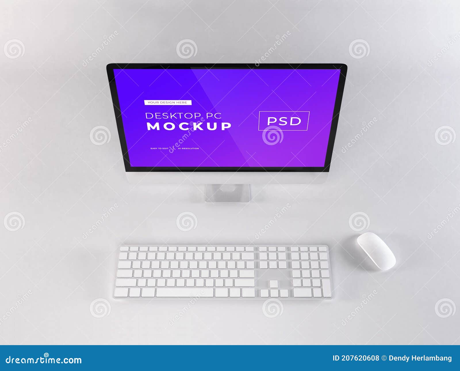 Realistic Personal Computer Mockup Template Scene Stock Illustration ...