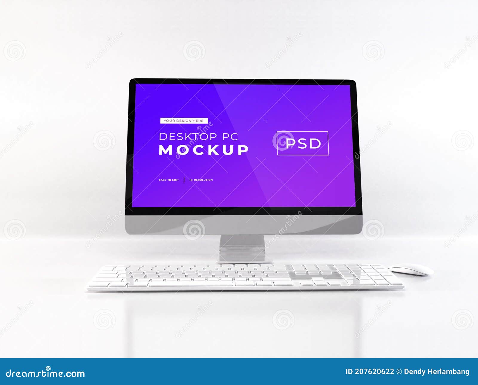 Realistic Personal Computer Mockup Template Scene Stock Illustration ...