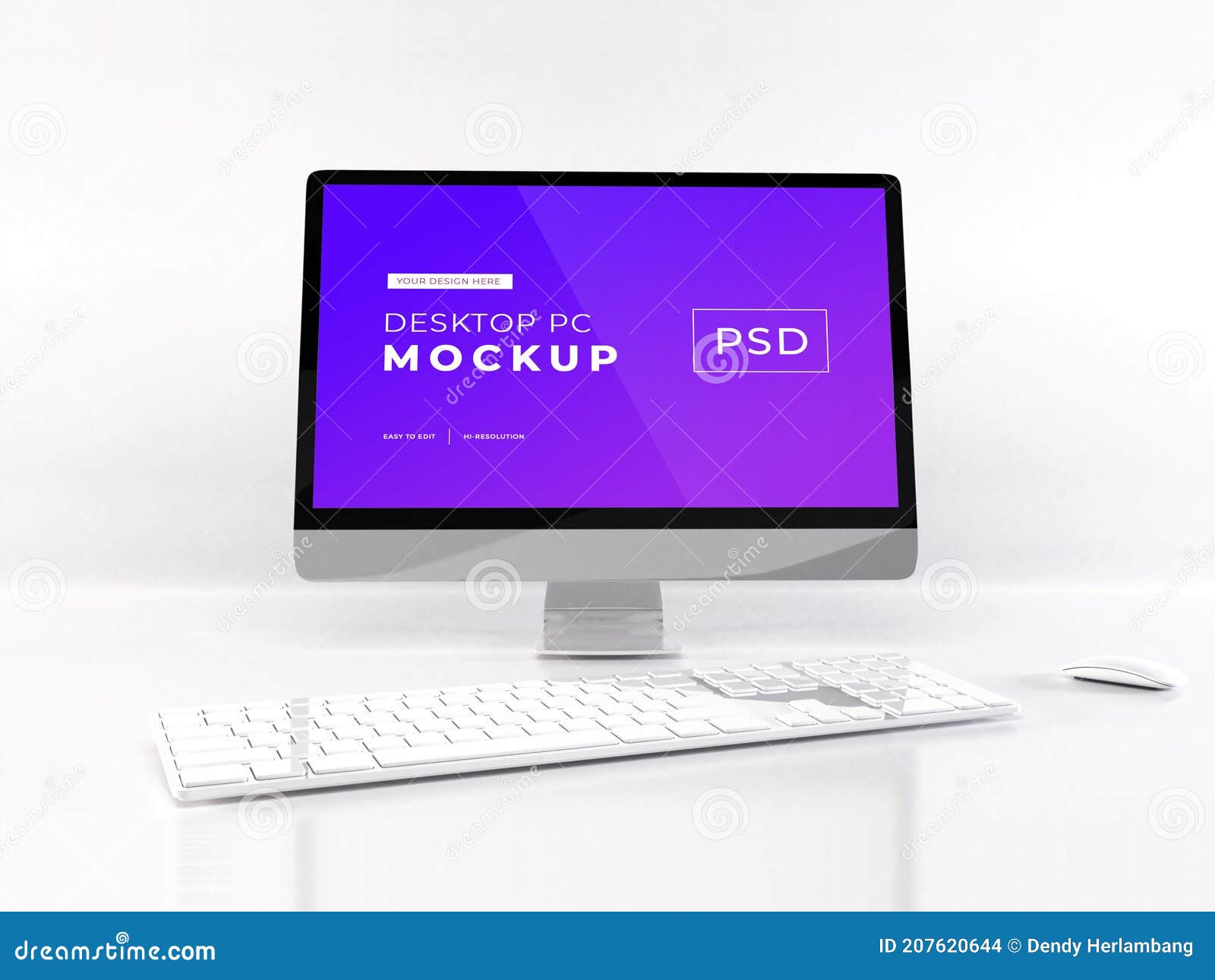 Realistic Personal Computer Mockup Template Scene Stock Illustration ...