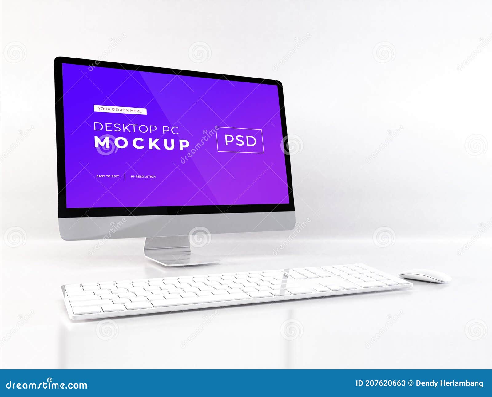 Realistic Personal Computer Mockup Template Scene Stock Illustration ...