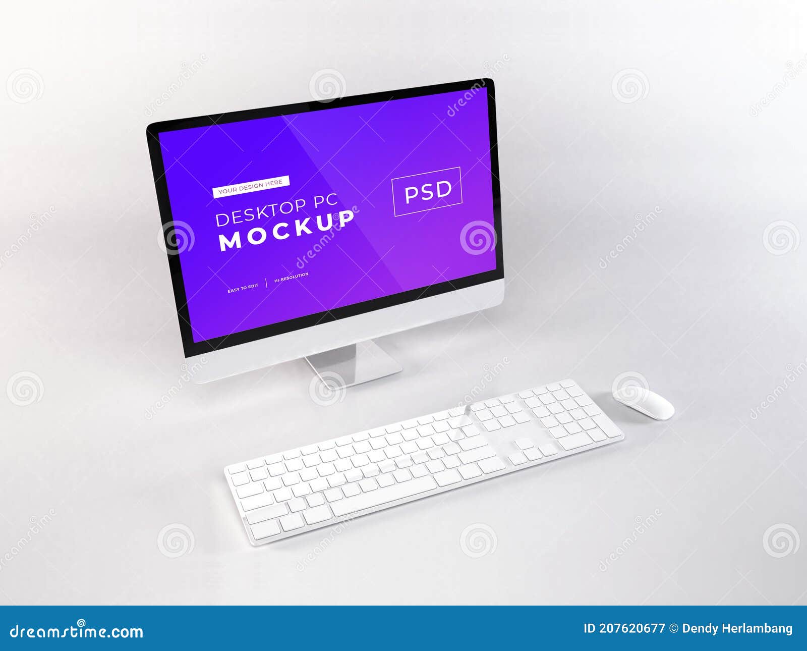 Realistic Personal Computer Mockup Template Scene Stock Illustration ...