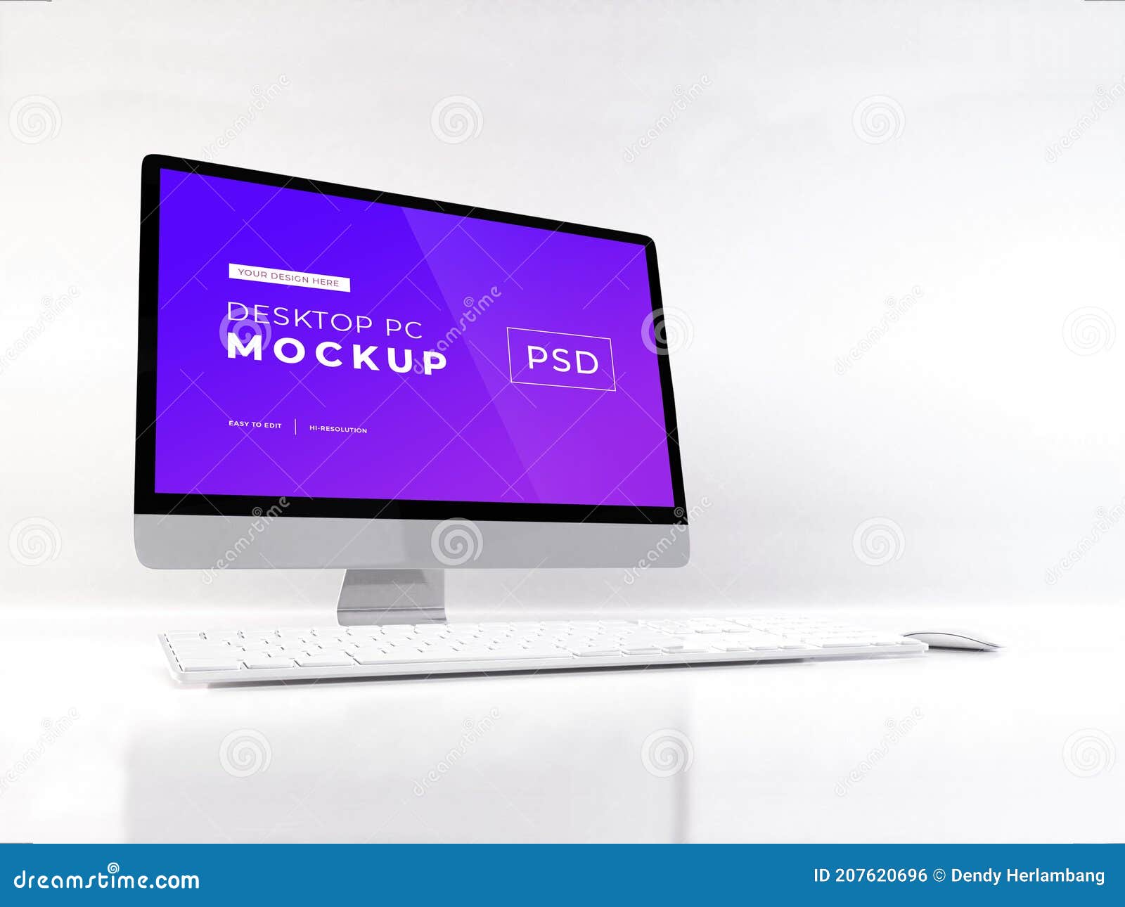 Realistic Personal Computer Mockup Template Scene Stock Illustration ...