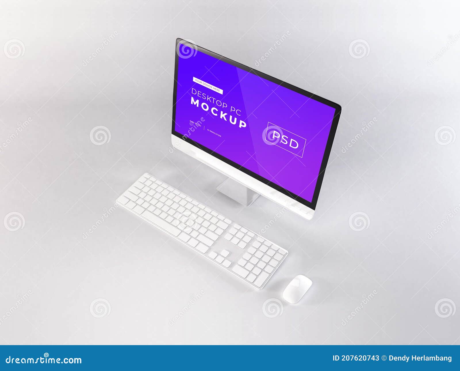 Realistic Personal Computer Mockup Template Scene Stock Illustration ...