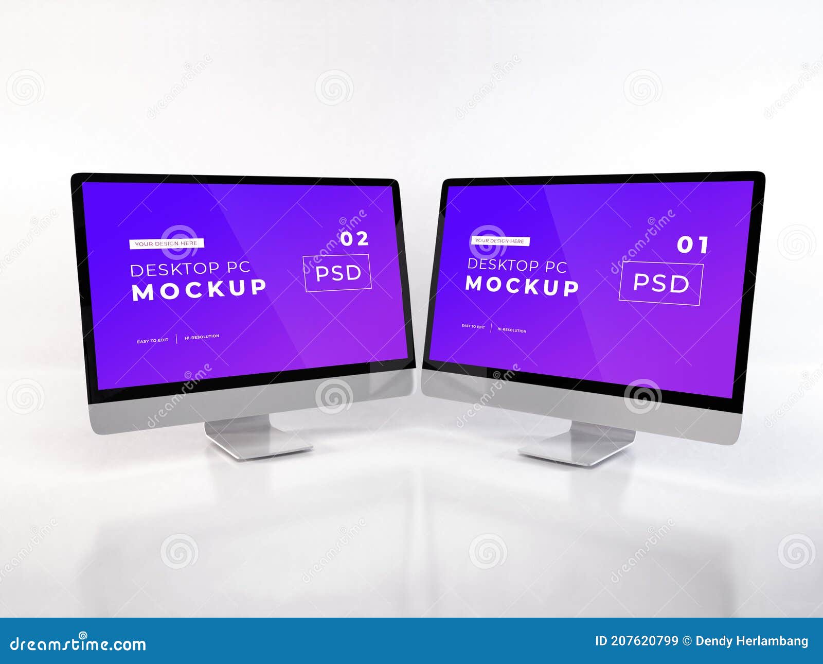 Realistic Personal Computer Mockup Template Scene Stock Illustration ...