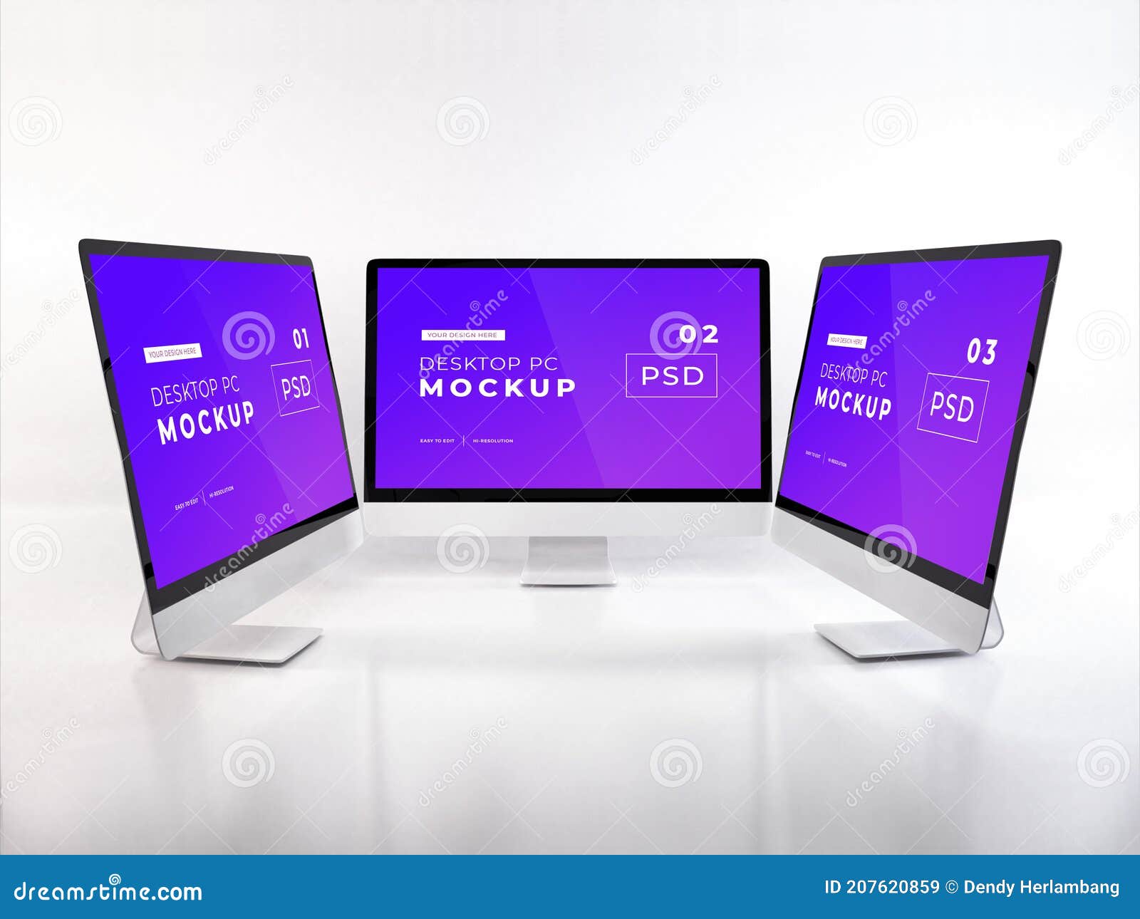 Realistic Personal Computer Mockup Template Scene Stock Illustration ...