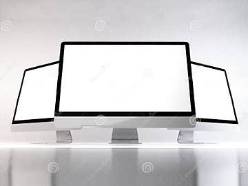 Realistic Personal Computer Mockup Template Scene Stock Illustration ...