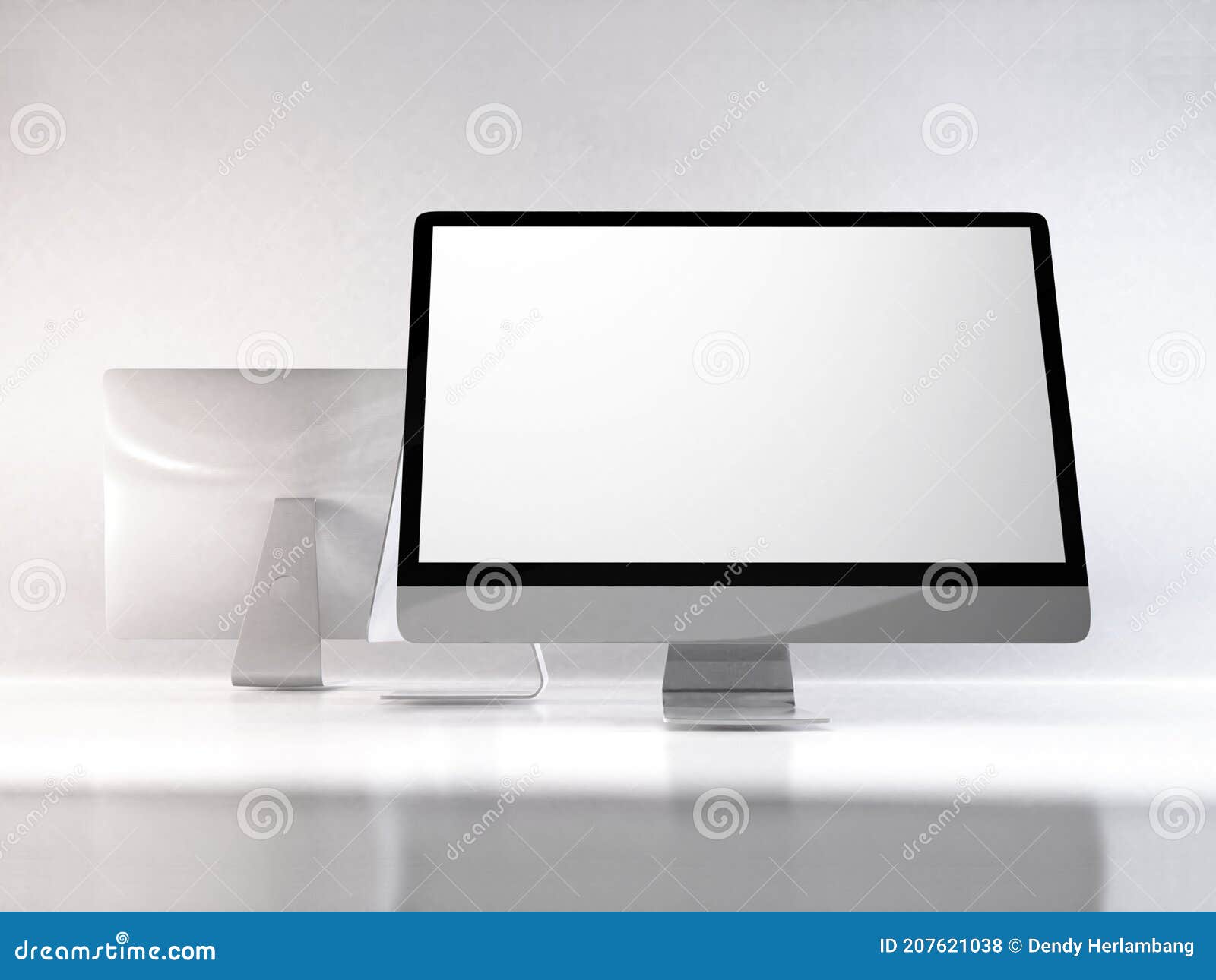 Realistic Personal Computer Mockup Template Scene Stock Illustration ...