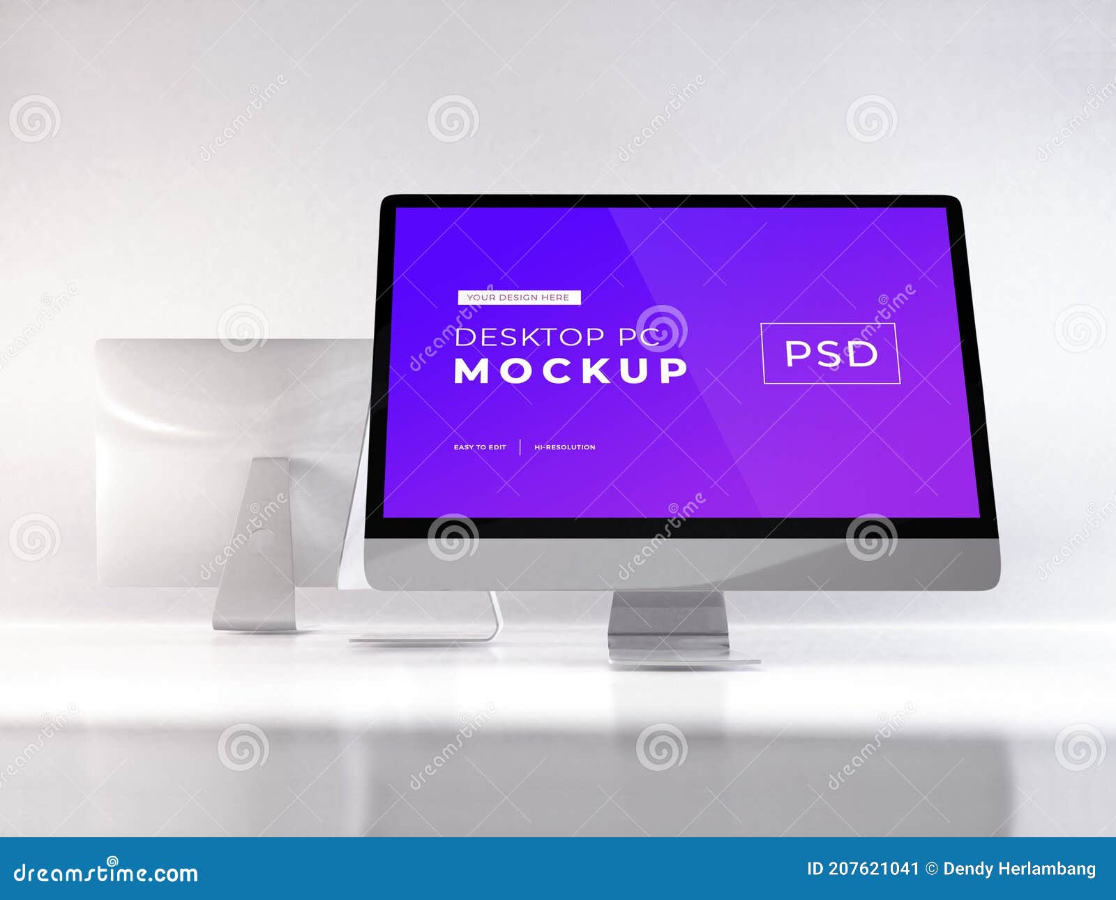 Realistic Personal Computer Mockup Template Scene Stock Illustration ...