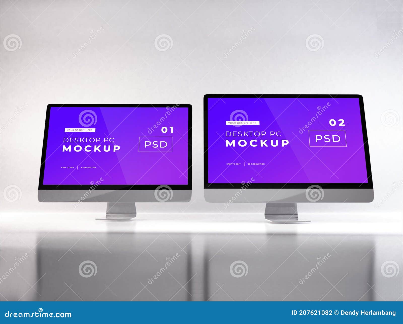 Realistic Personal Computer Mockup Template Scene Stock Illustration ...