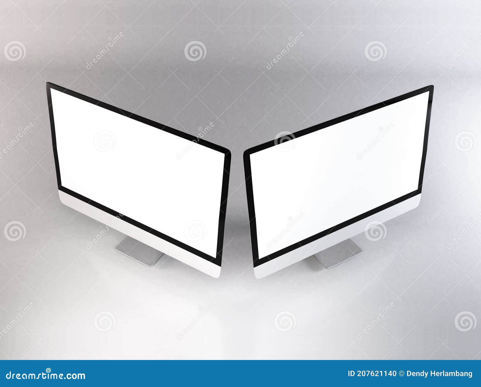Realistic Personal Computer Mockup Template Scene Stock Illustration ...