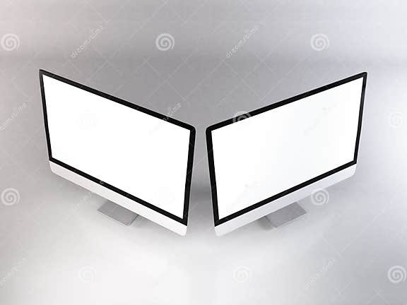 Realistic Personal Computer Mockup Template Scene Stock Illustration ...