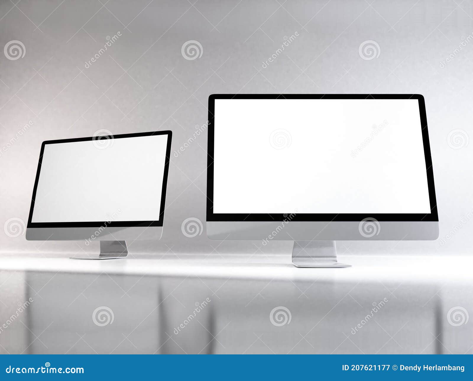 Realistic Personal Computer Mockup Template Scene Stock Illustration ...