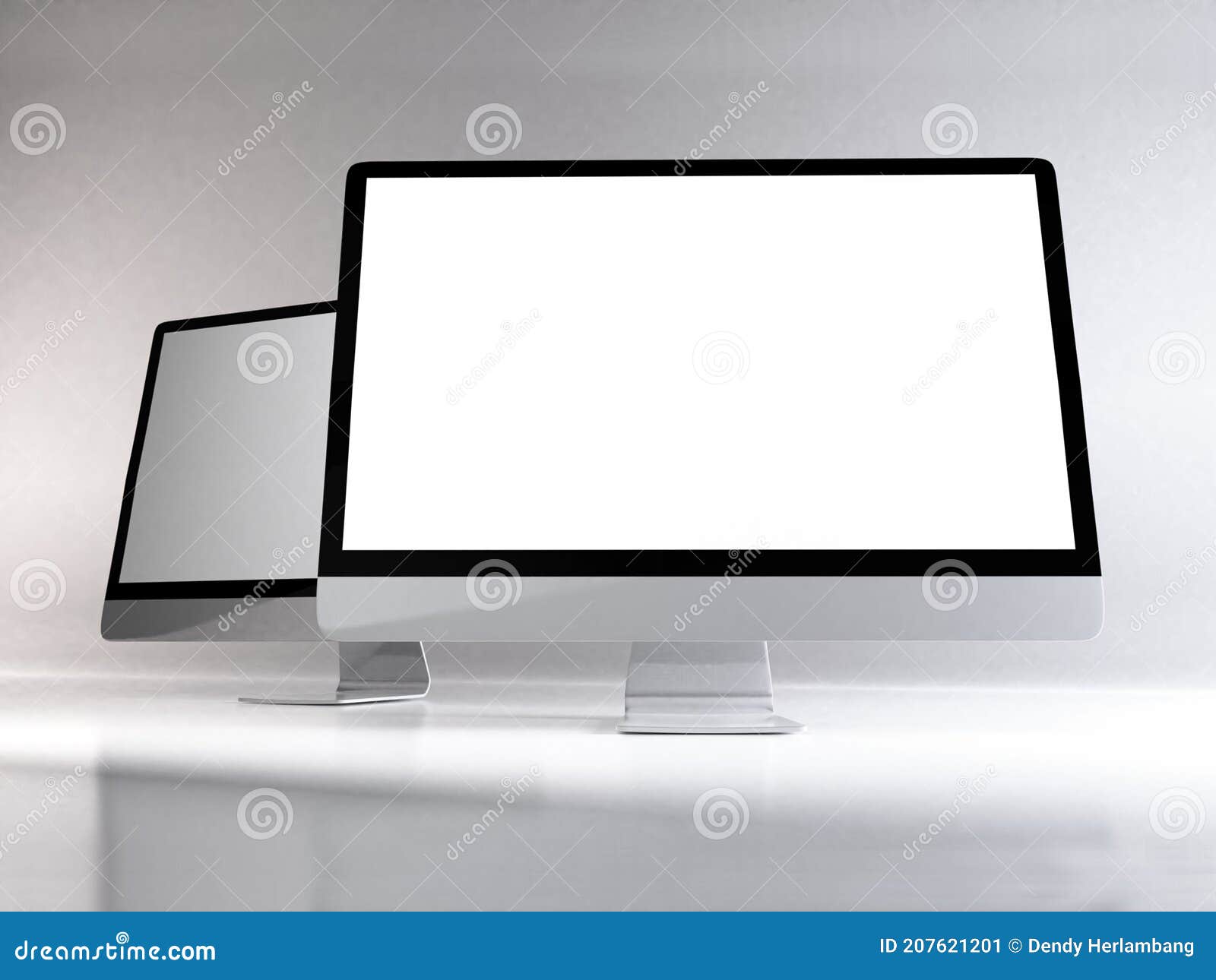 Realistic Personal Computer Mockup Template Scene Stock Illustration ...