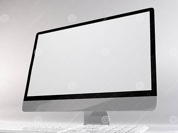 Realistic Personal Computer Mockup Template Scene Stock Illustration ...
