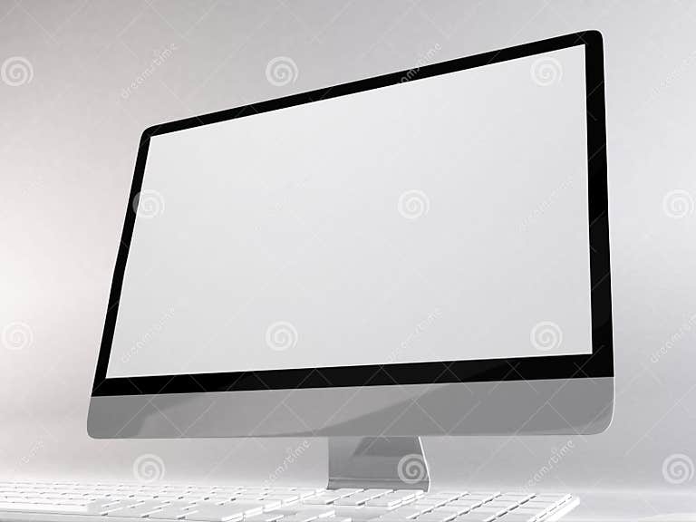 Realistic Personal Computer Mockup Template Scene Stock Illustration ...