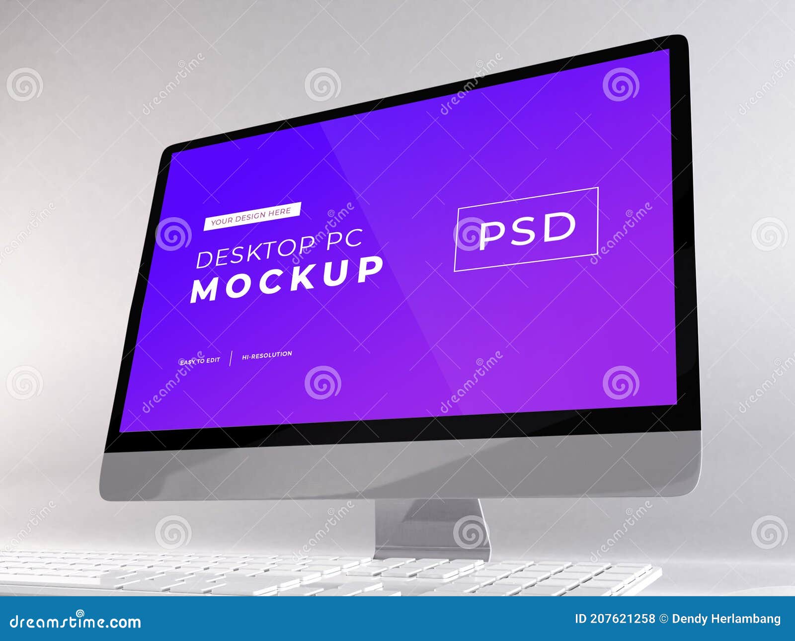 Realistic Personal Computer Mockup Template Scene Stock Illustration ...