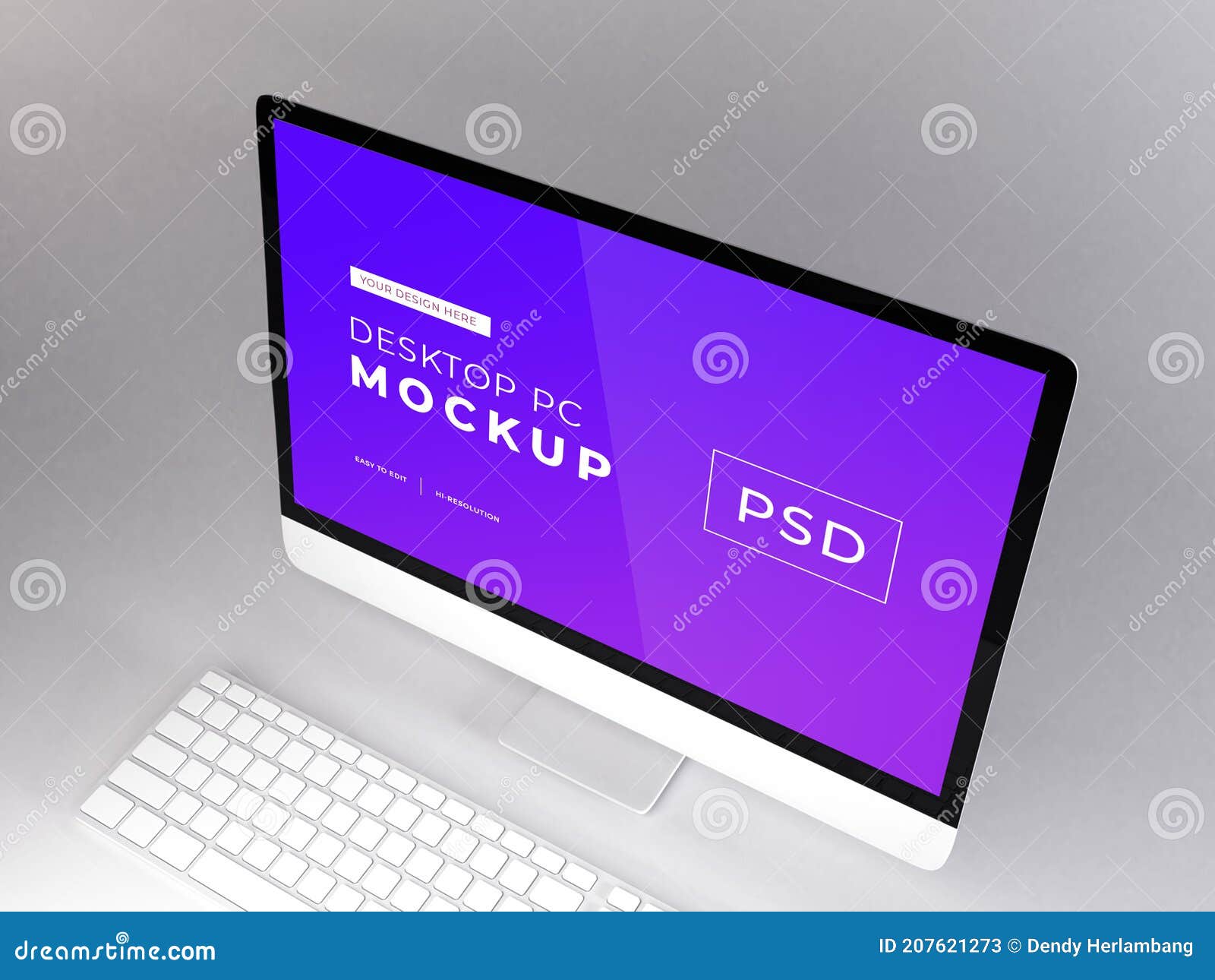 Realistic Personal Computer Mockup Template Scene Stock Illustration ...