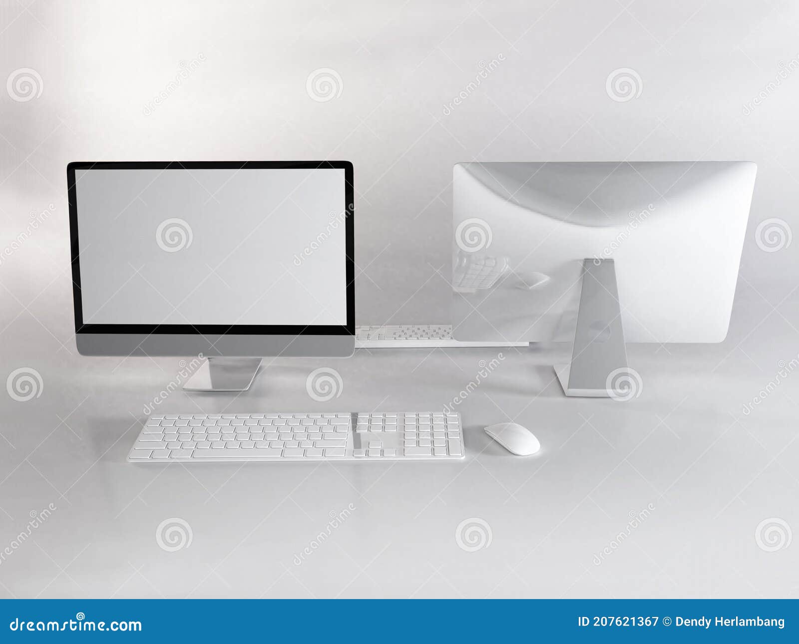 Realistic Personal Computer Mockup Template Scene Stock Illustration ...