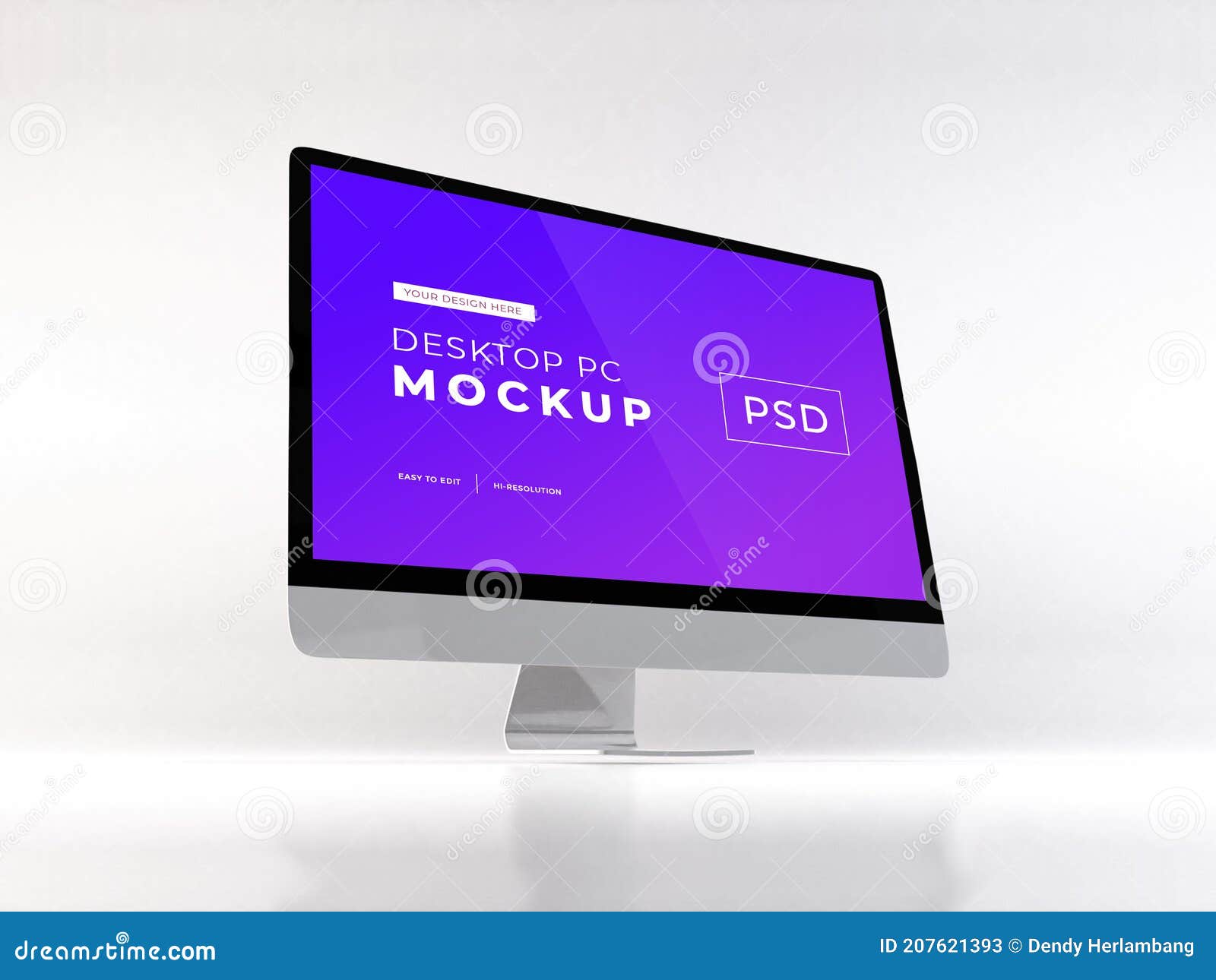 Realistic Personal Computer Mockup Template Scene Stock Illustration ...
