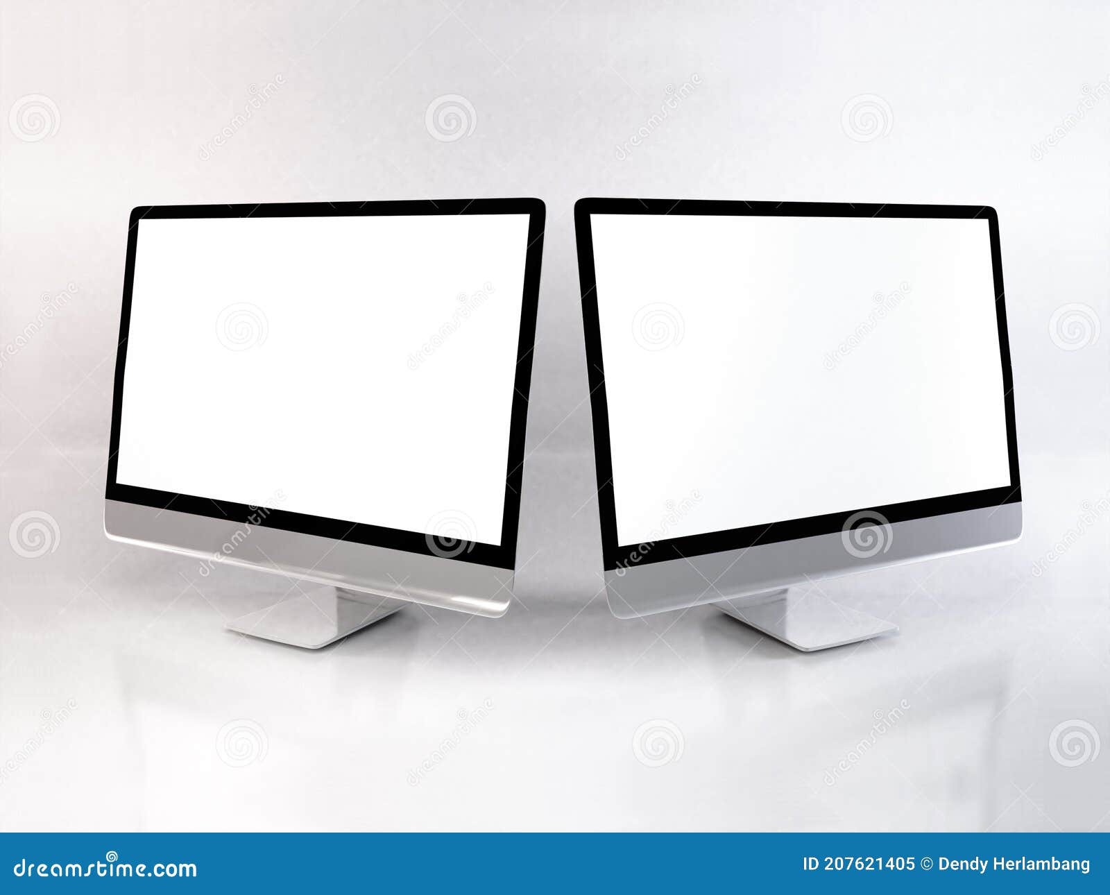 Realistic Personal Computer Mockup Template Scene Stock Illustration ...