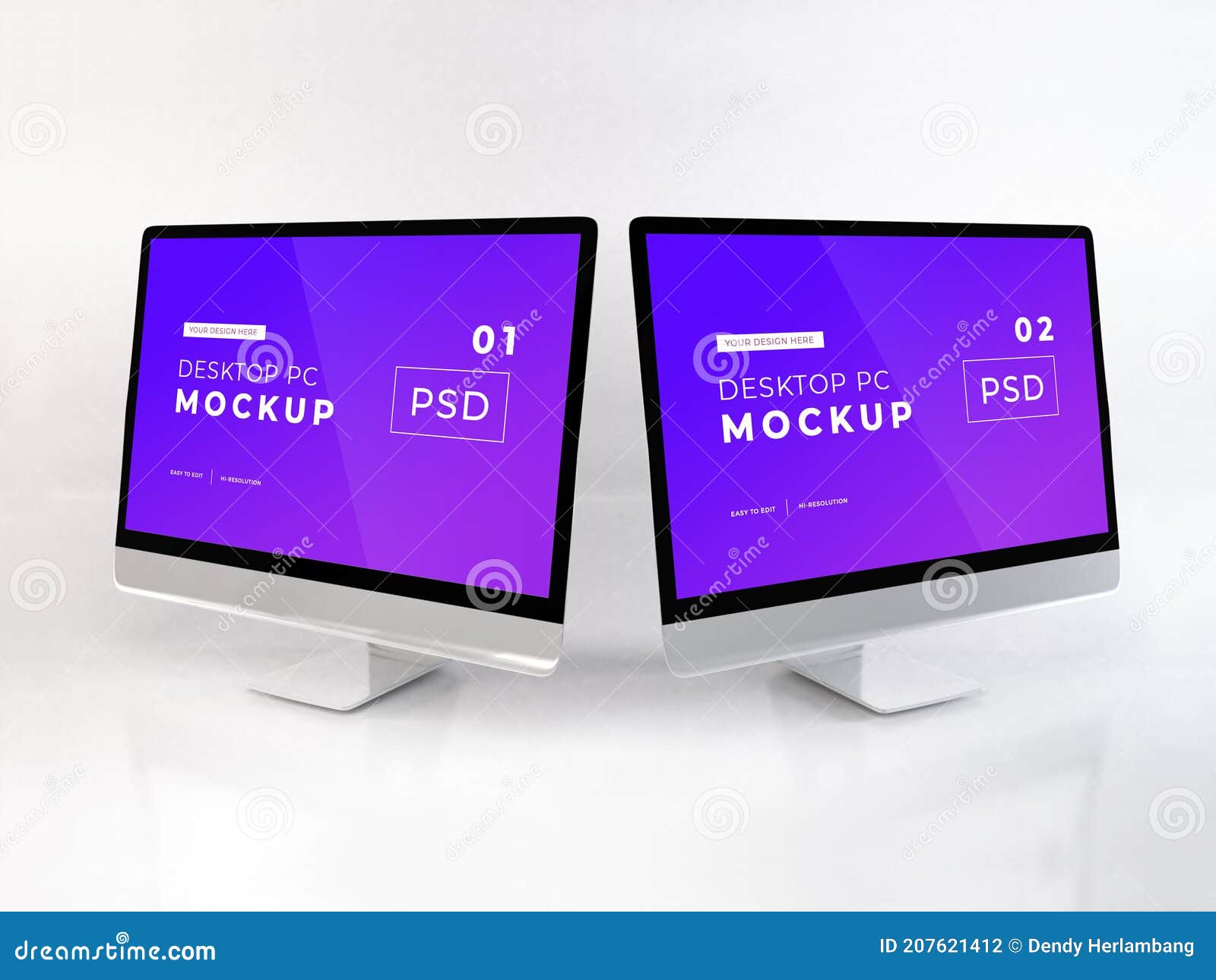 Realistic Personal Computer Mockup Template Scene Stock Illustration ...