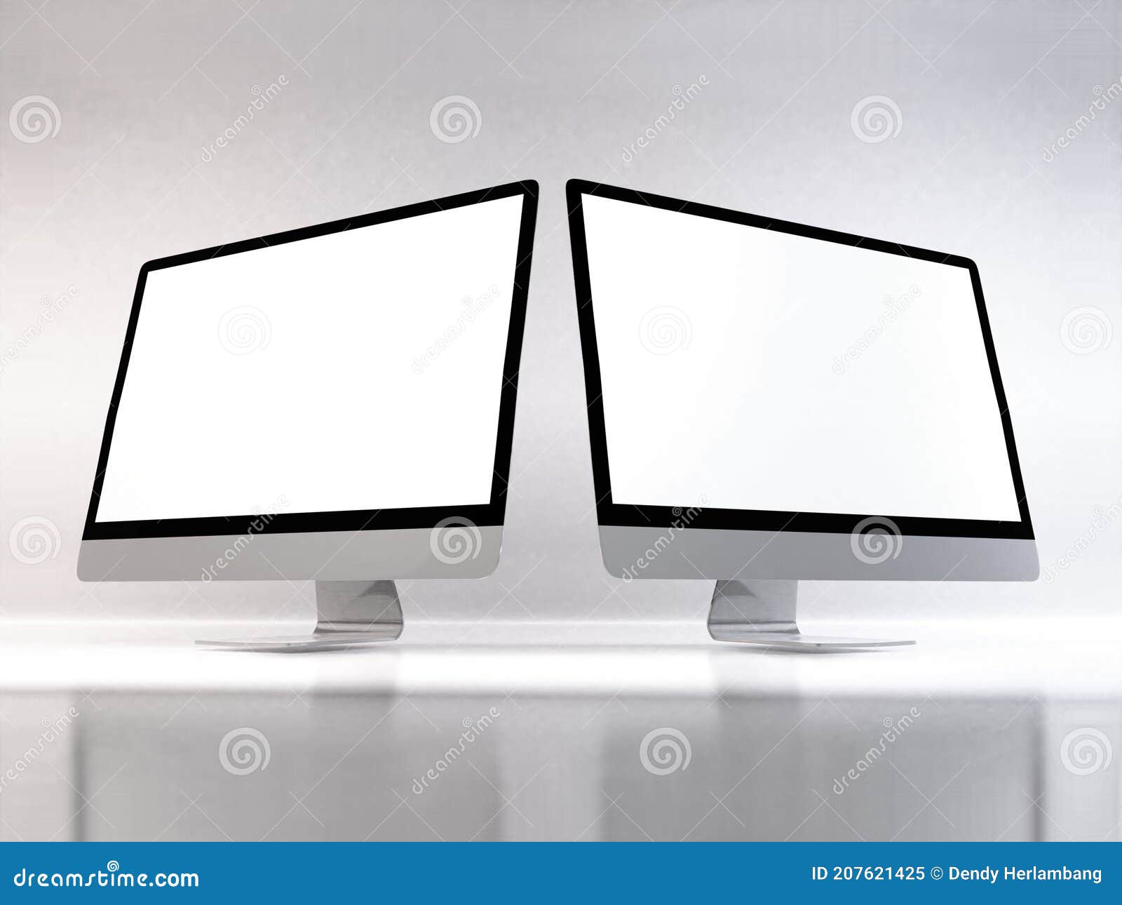 Realistic Personal Computer Mockup Template Scene Stock Illustration ...