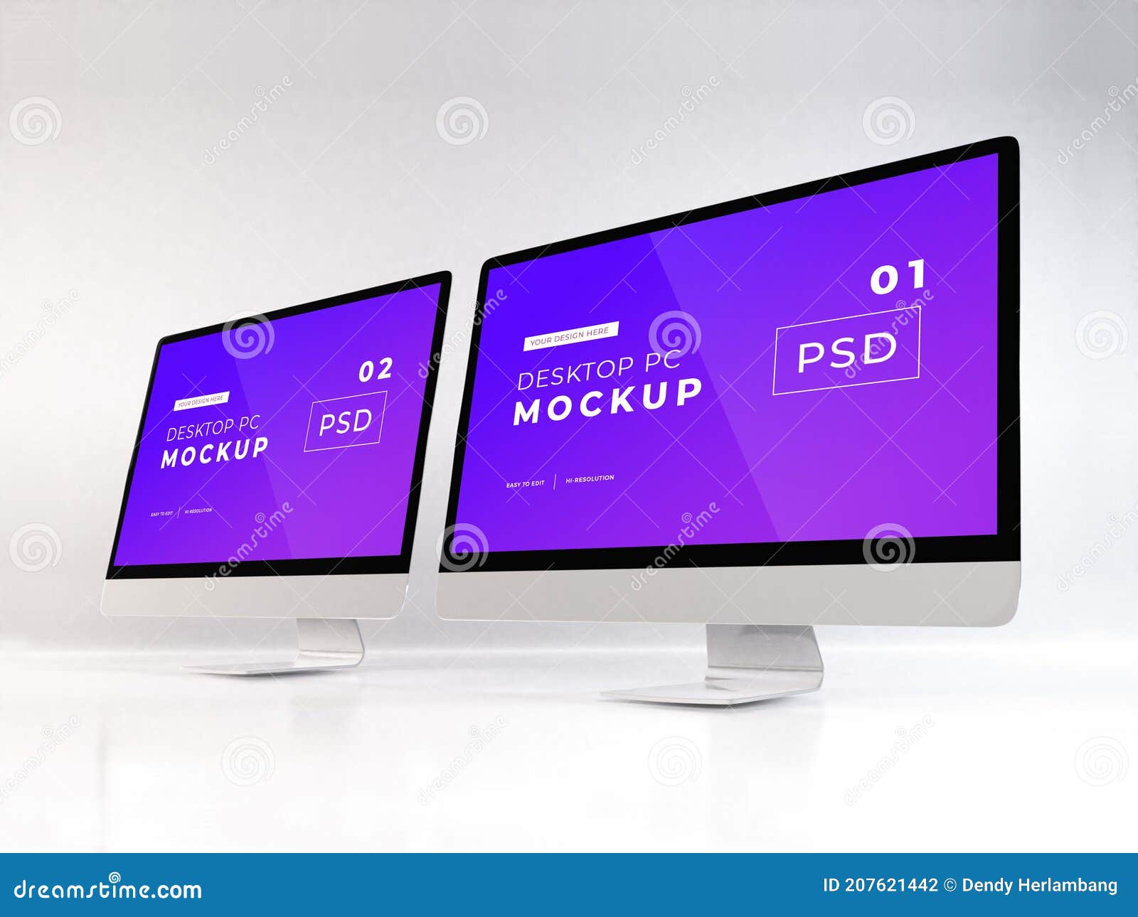 Realistic Personal Computer Mockup Template Scene Stock Illustration ...