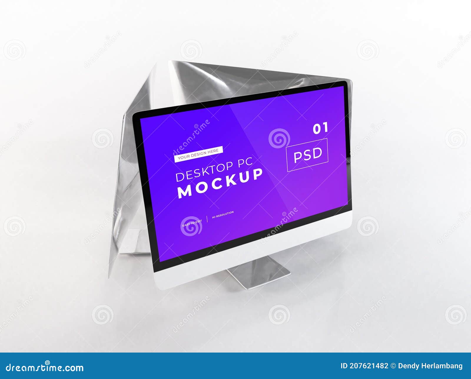 Realistic Personal Computer Mockup Template Scene Stock Illustration ...