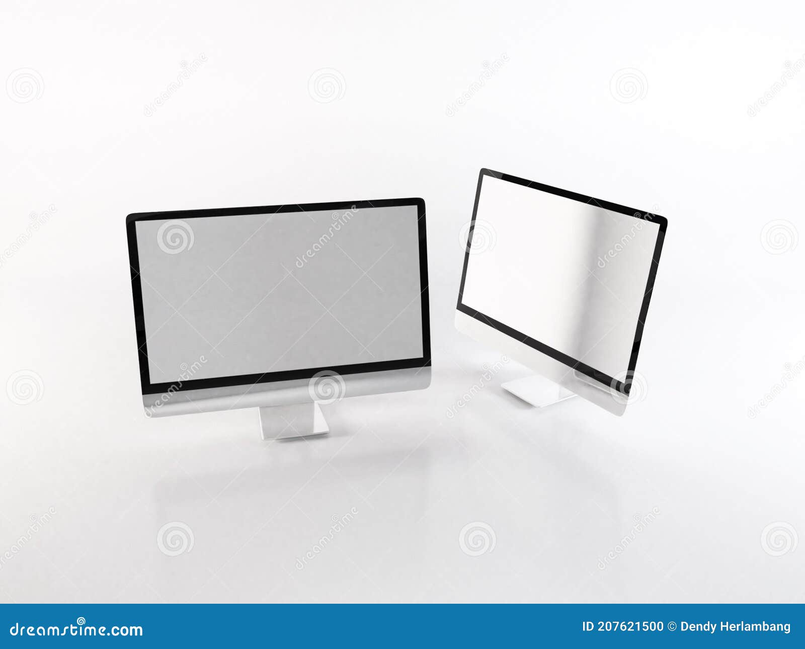 Realistic Personal Computer Mockup Template Scene Stock Illustration ...