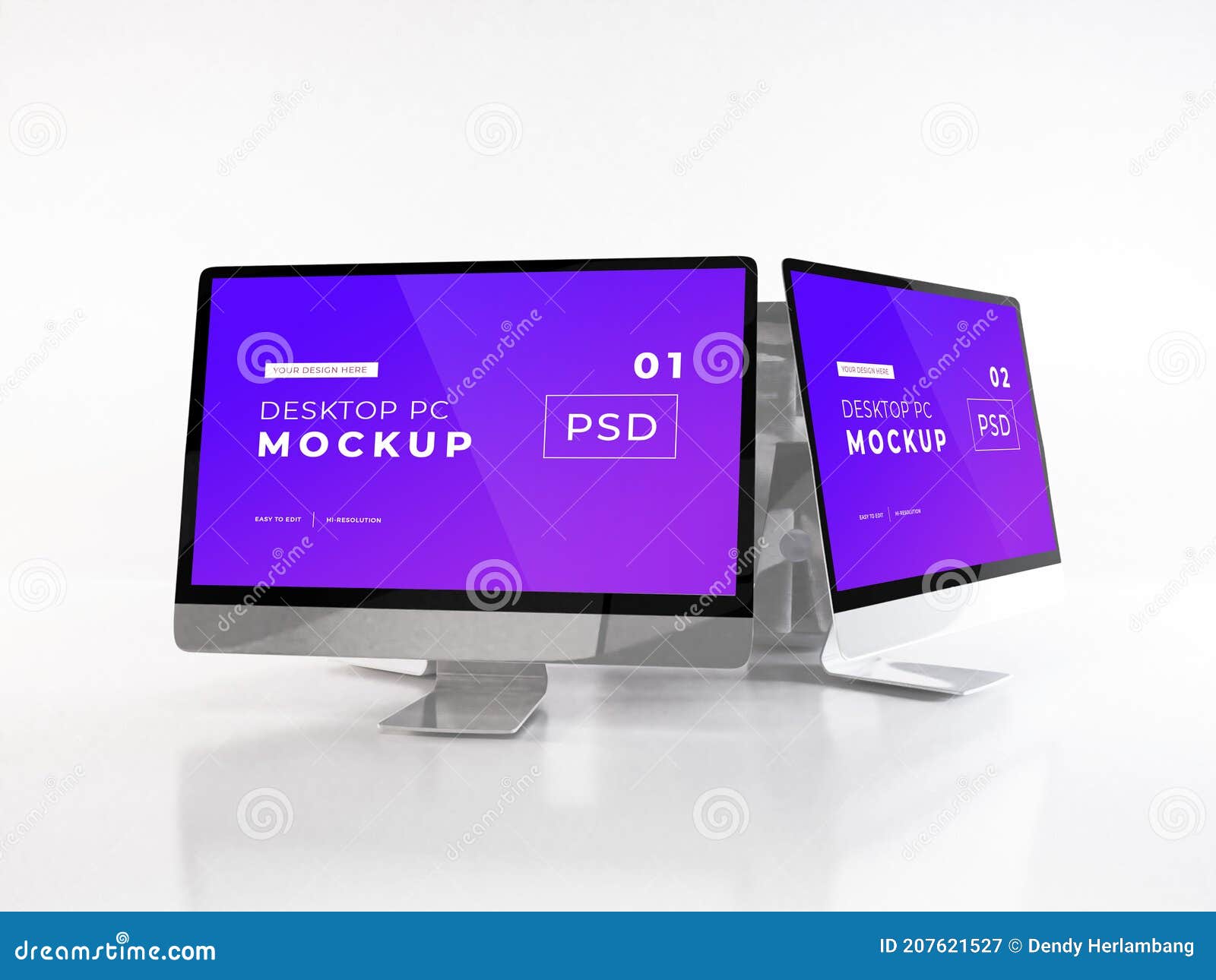 Realistic Personal Computer Mockup Template Scene Stock Illustration ...