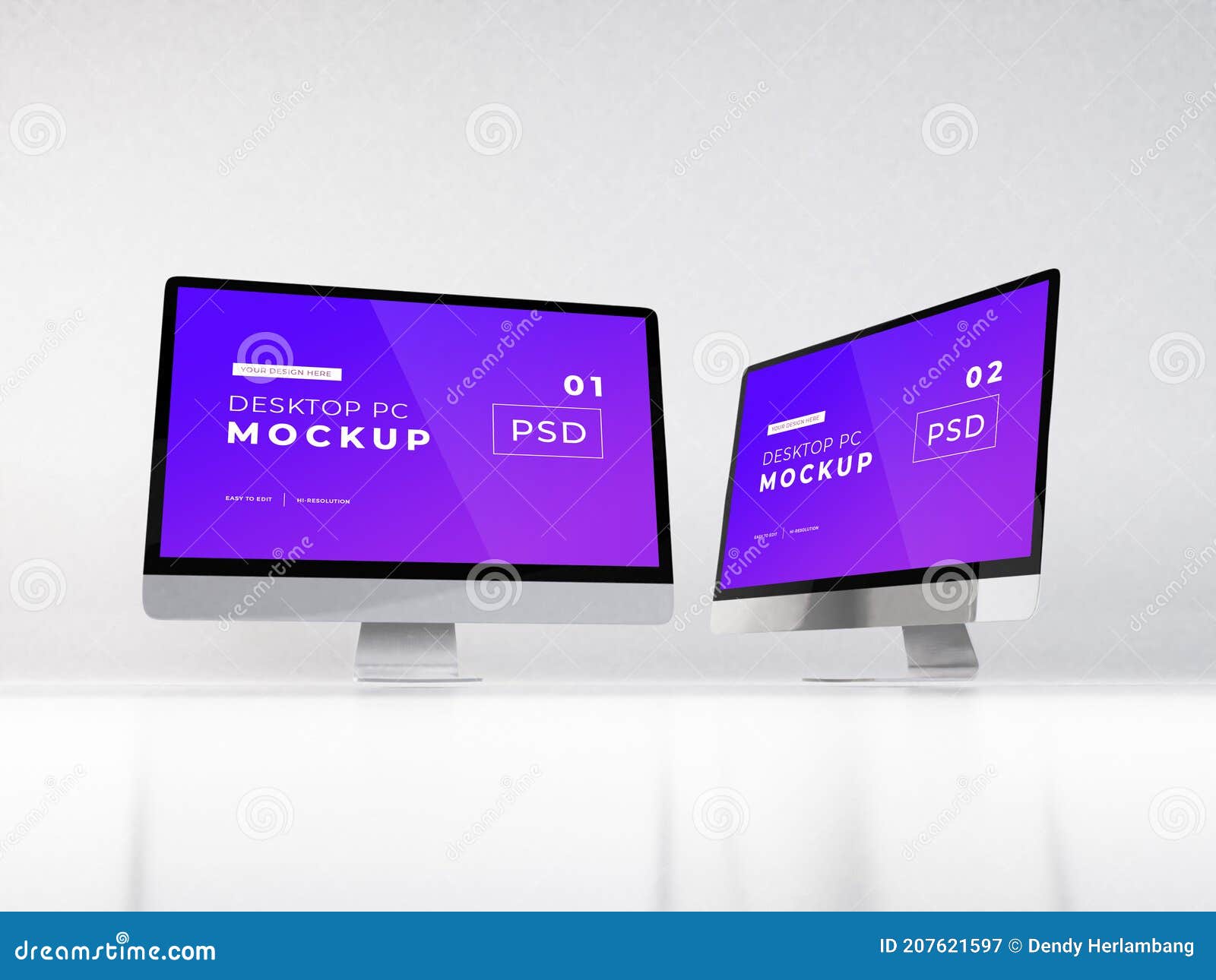 Realistic Personal Computer Mockup Template Scene Stock Illustration ...