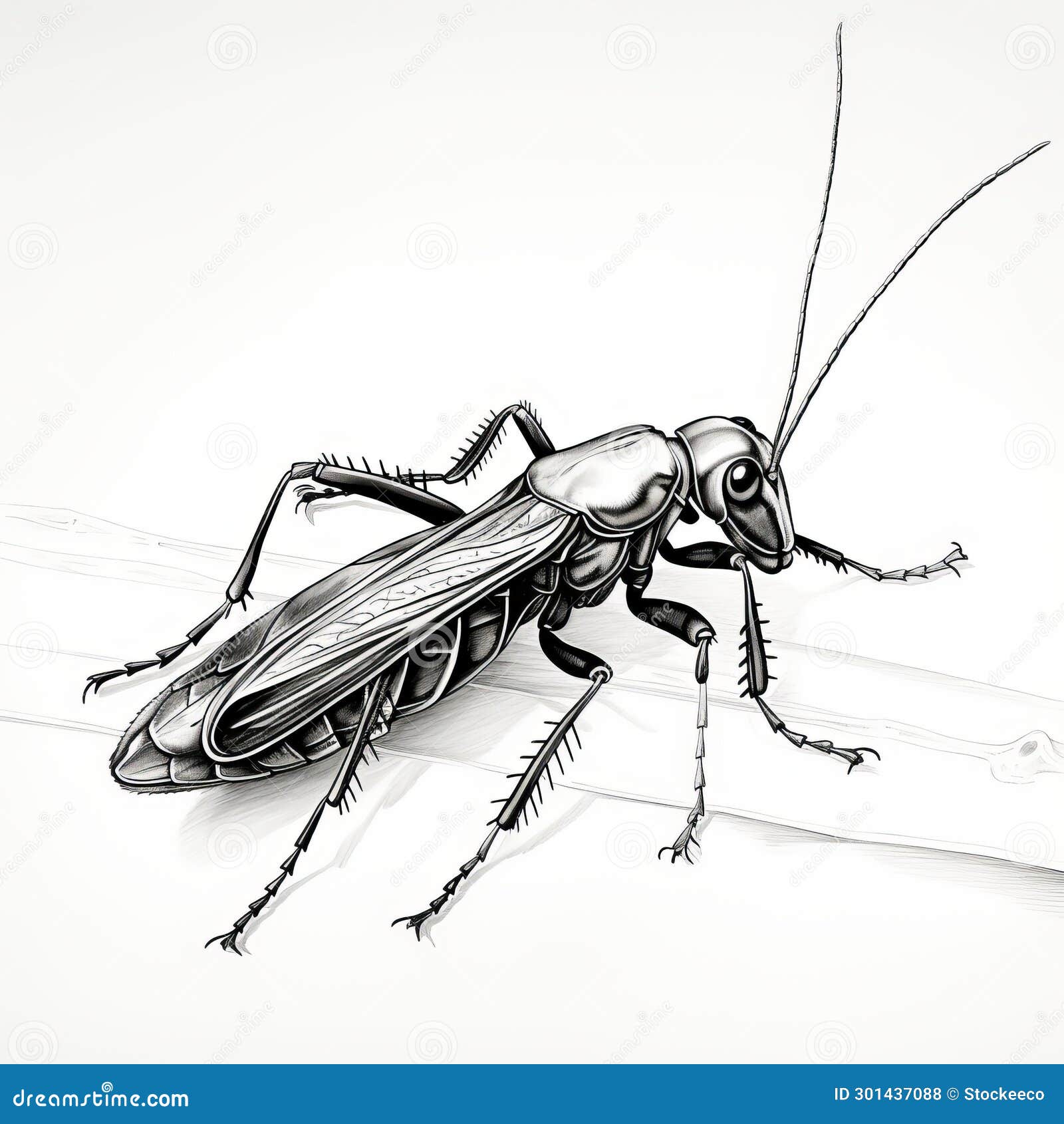 Harsh Realism: a Captivating Black and White Drawing of a Cockroach ...